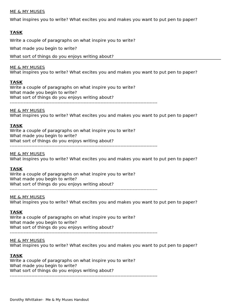 Me & My Muses Handout | PDF