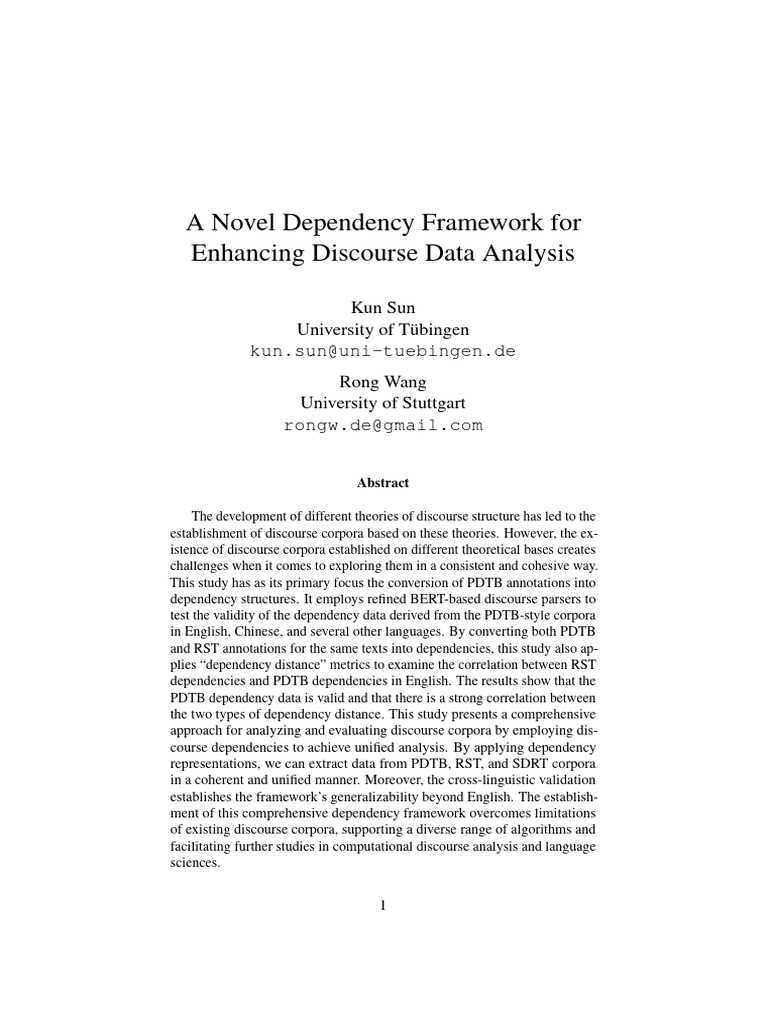 A Novel Dependency Framework For Enhancing DiscourSE | PDF | Parsing | Semantics
