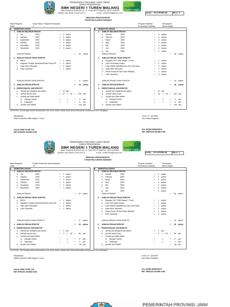 2 - Rpe Mapel PKK Kelas Xi BD, MP - 2023-2024 | PDF