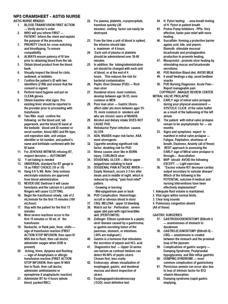 NP3 Final Cramsheet | PDF