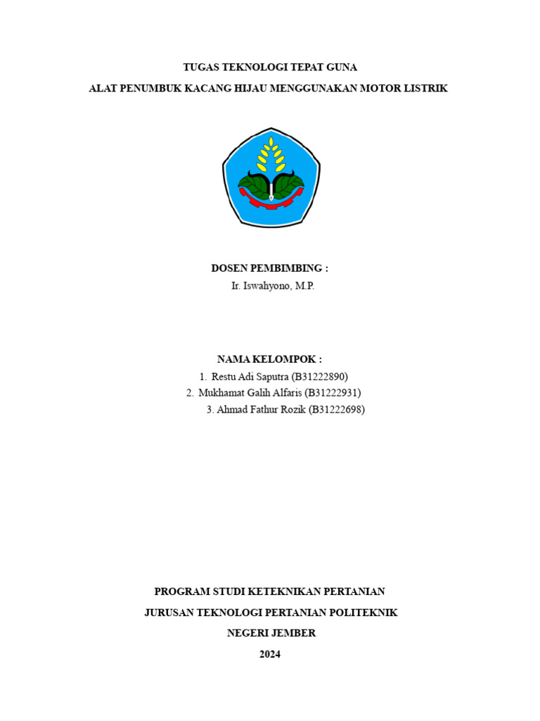 Tugas TTG C - 4 Desain Alat Penggiling Kacang Hijau | PDF