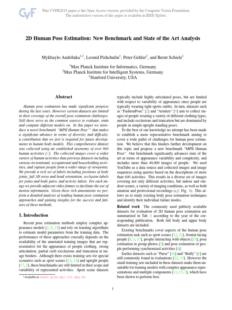 Andriluka 2D Human Pose 2014 CVPR Paper | PDF | Annotation