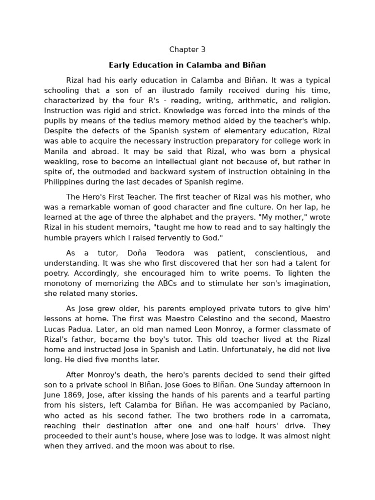 Chapter 3: (Life and Works of Rizal) | PDF