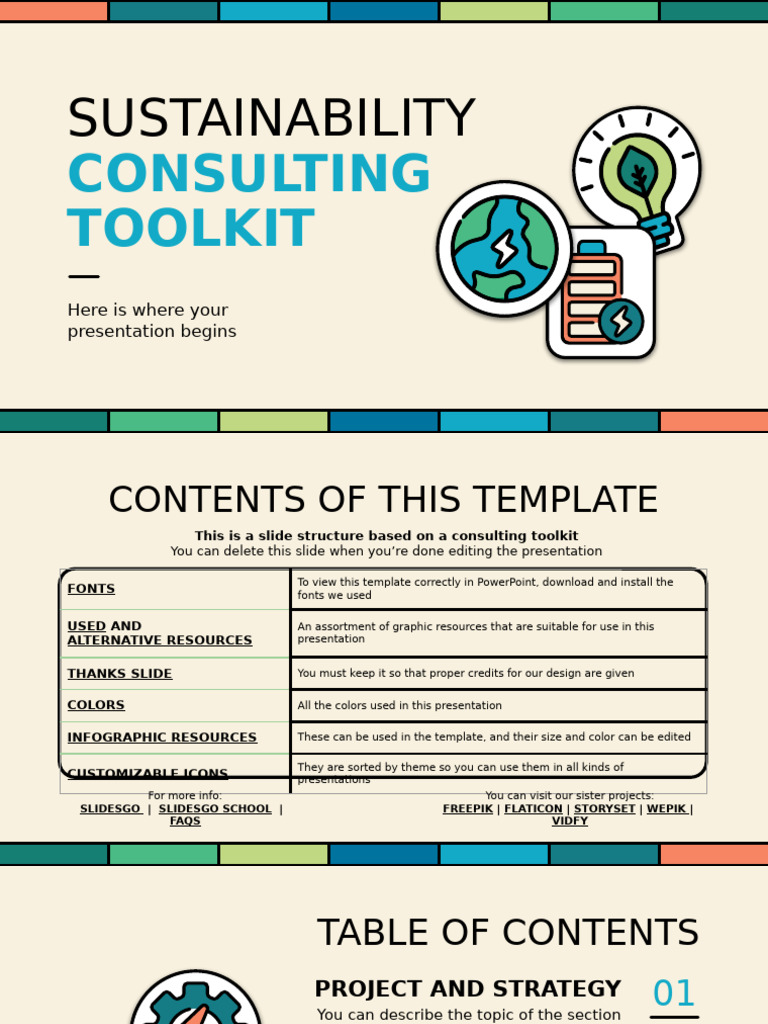 Sustainability Consulting Toolkit by Slidesgo | PDF