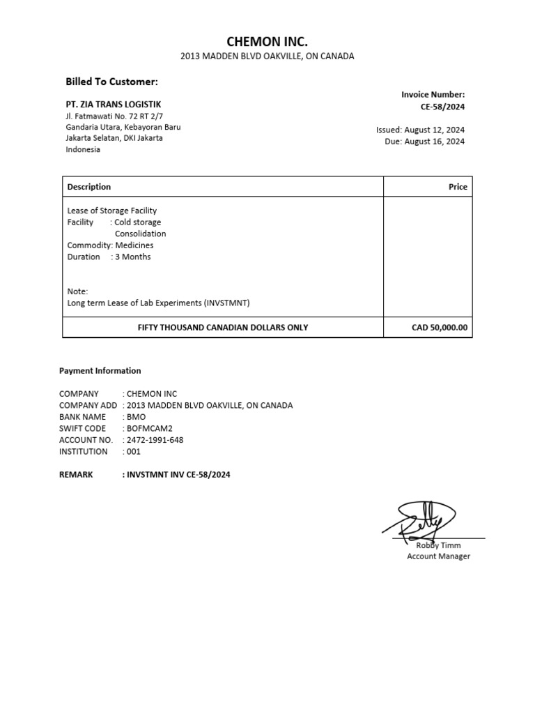 CHEMON INC CAD 50,000 Zia | PDF