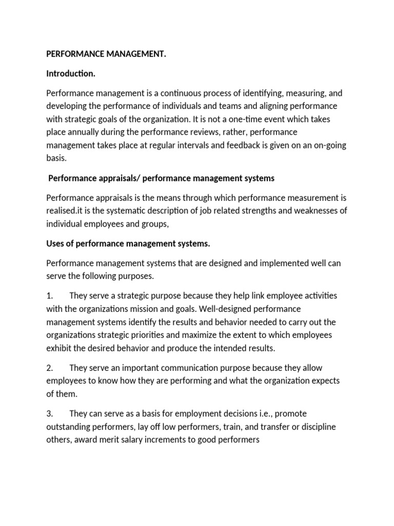 Performance Management | PDF | Performance Appraisal | Employment