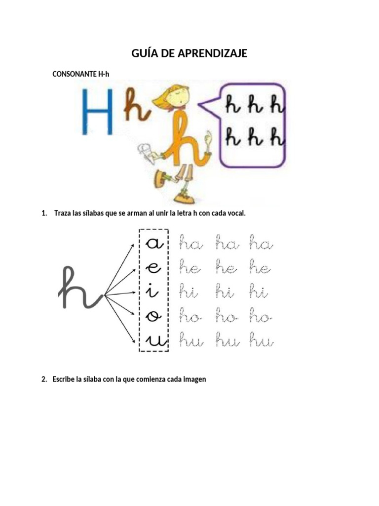 Guía de Aprendizaje: Consonante H-H | PDF