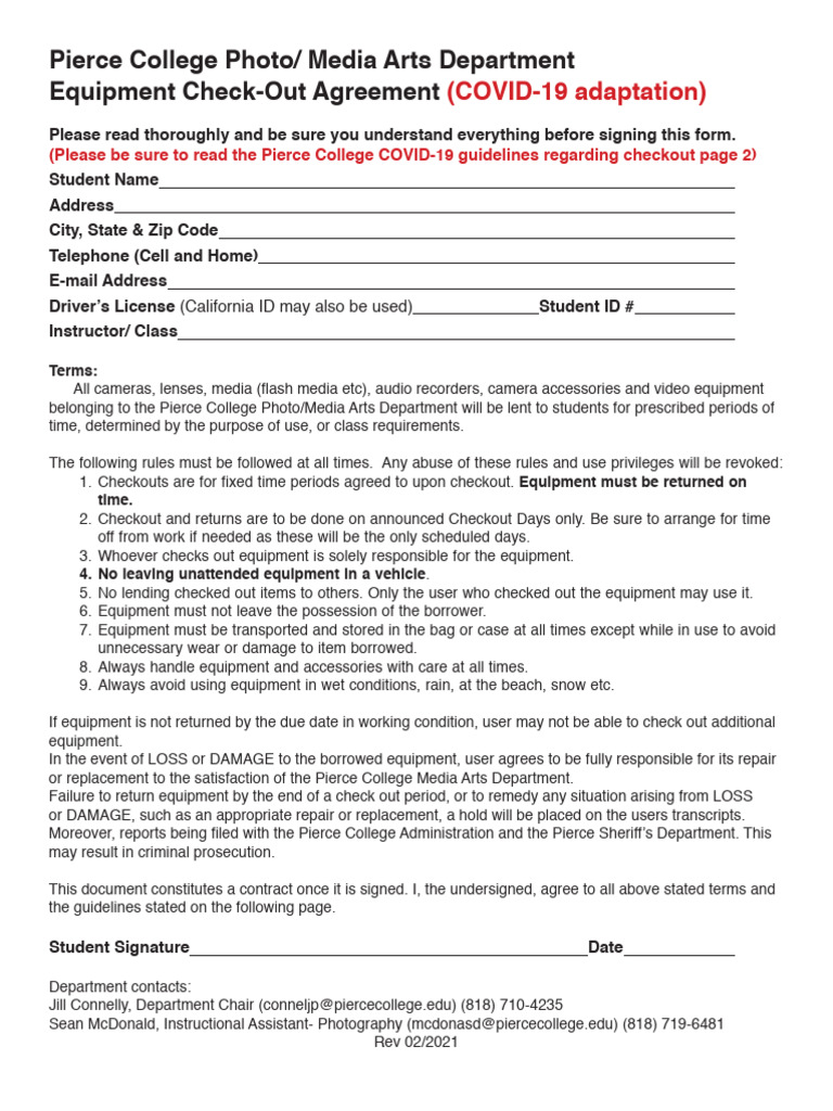 Checkout Agreement 2021 COVID Version Fillable | PDF | Business