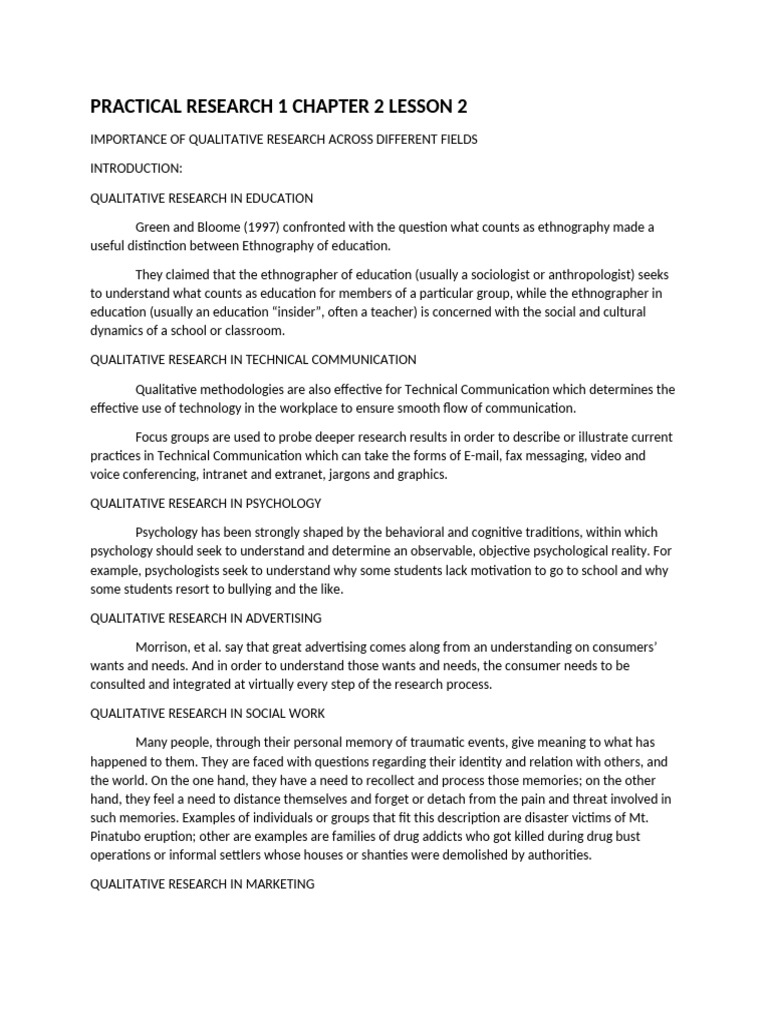 Practical Research 1 Chapter 2 Lesson 2 | PDF