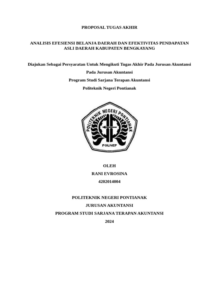 PROPOSAL TUGAS AKHIR (Rani Evrosina) | PDF