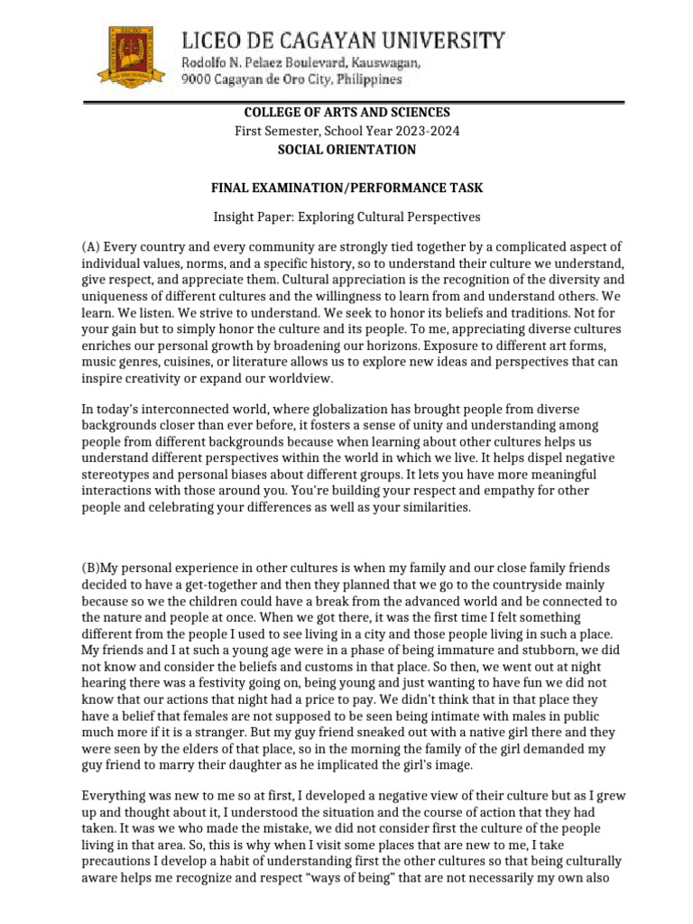 Exploring Cultural Perspectives | PDF