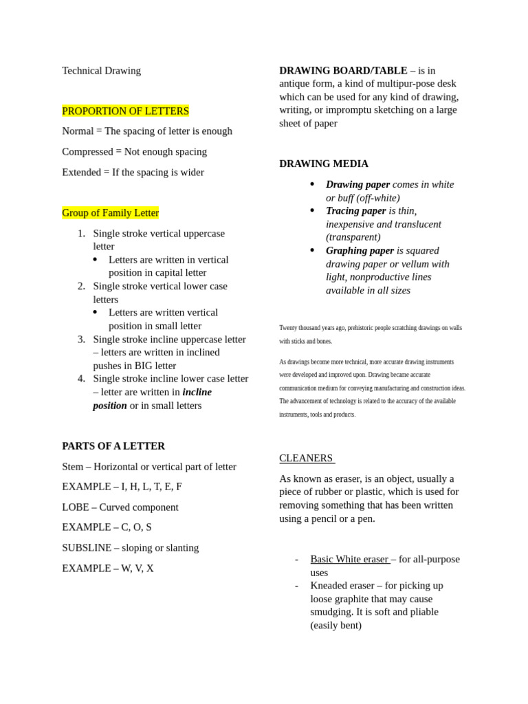 Technical Drawing REVIEWER Q1 | PDF