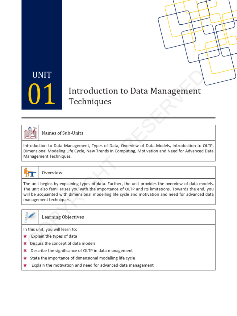 Unit01-Advanced Data Management Techniques | PDF | Databases | Data Model
