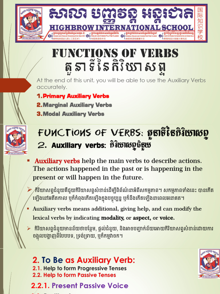 Functions of Verb, Auxiliary Verbs3 | PDF