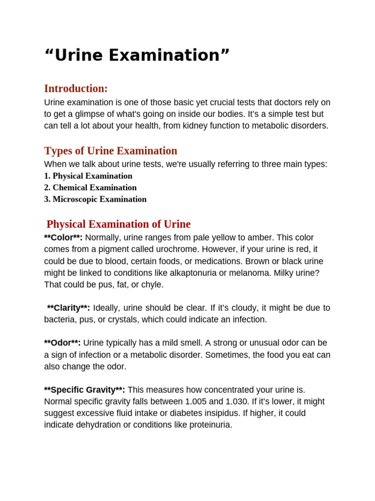 Urine Examination Notes | PDF
