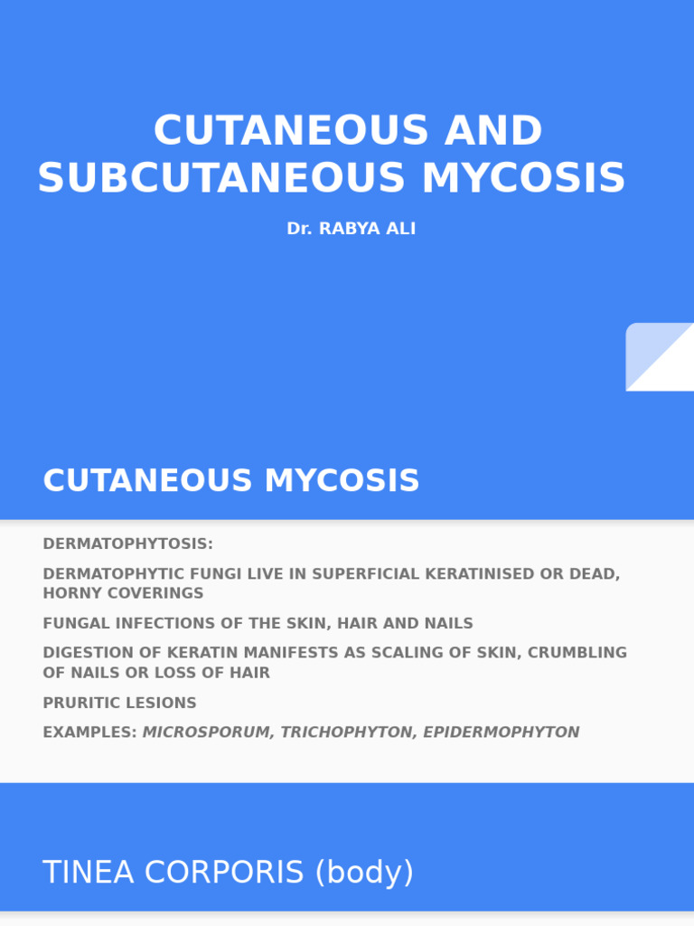 Cutaneous and Subcutaneous Mycosis | PDF