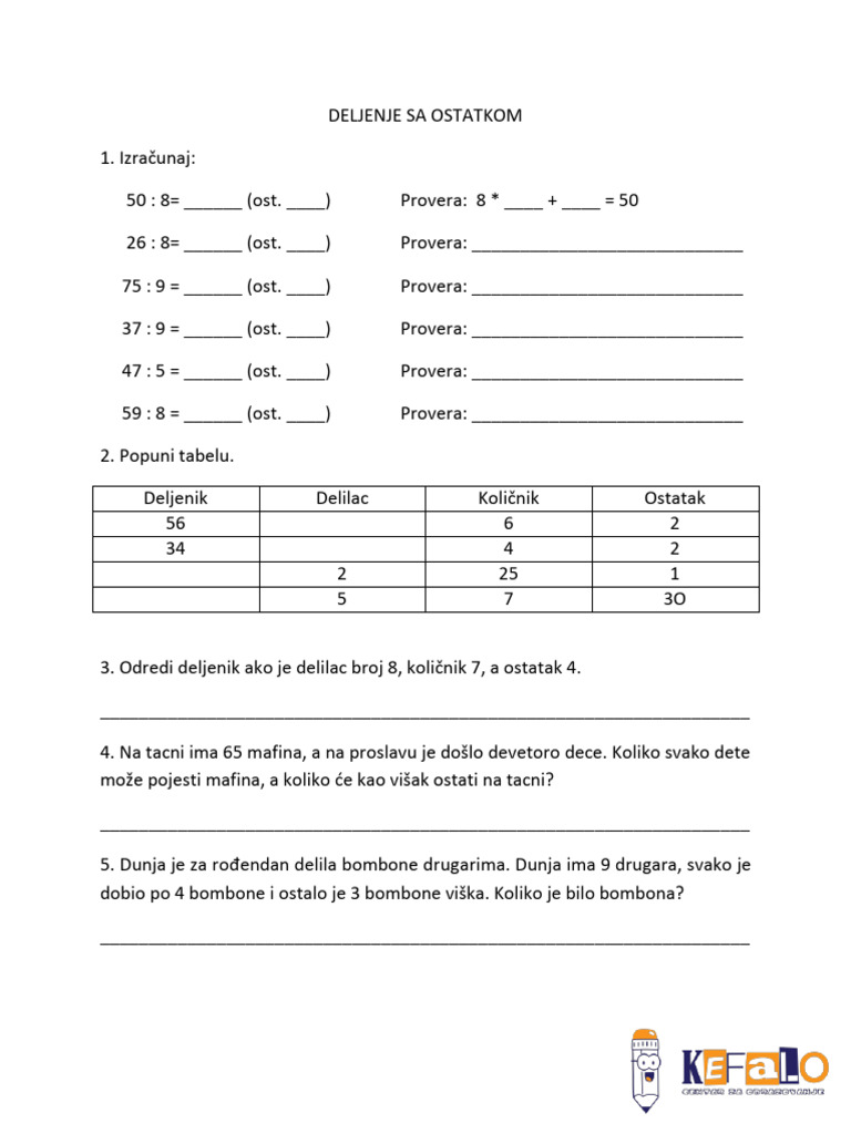 Deljenje Sa Ostatkom | PDF