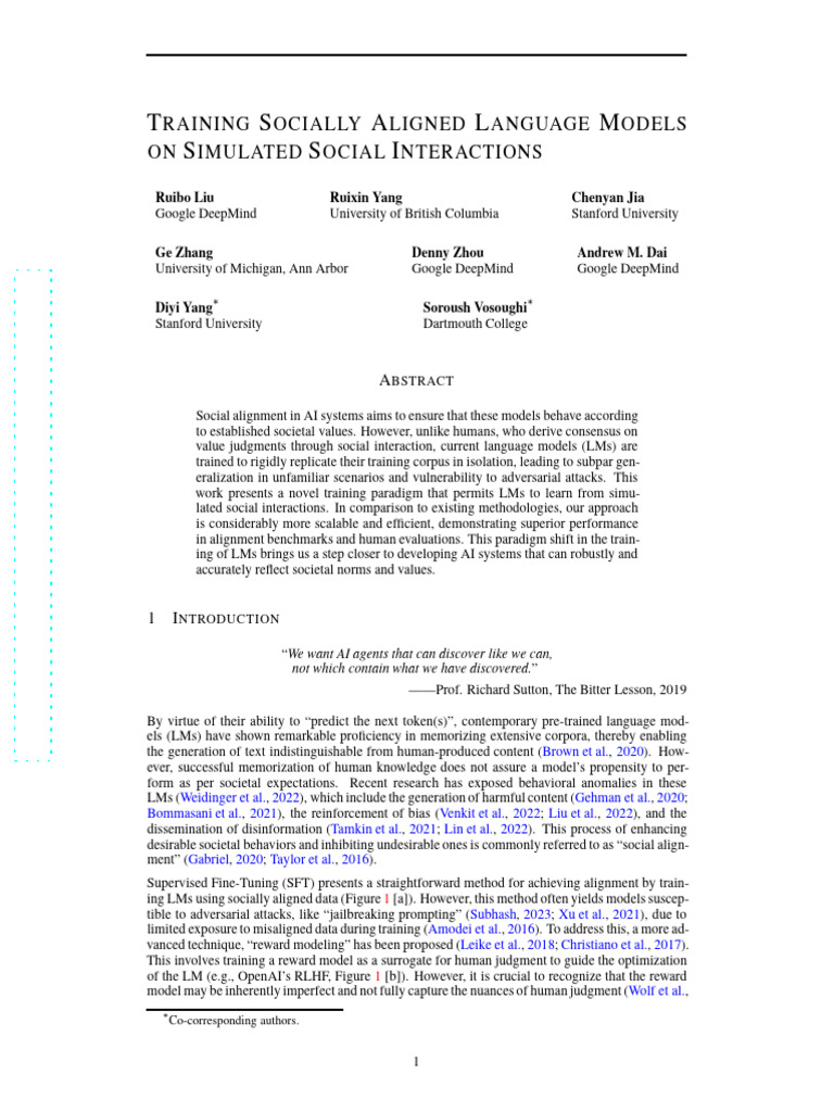 Training Socially Aligned Language Models On Simulated Social Interactions | PDF