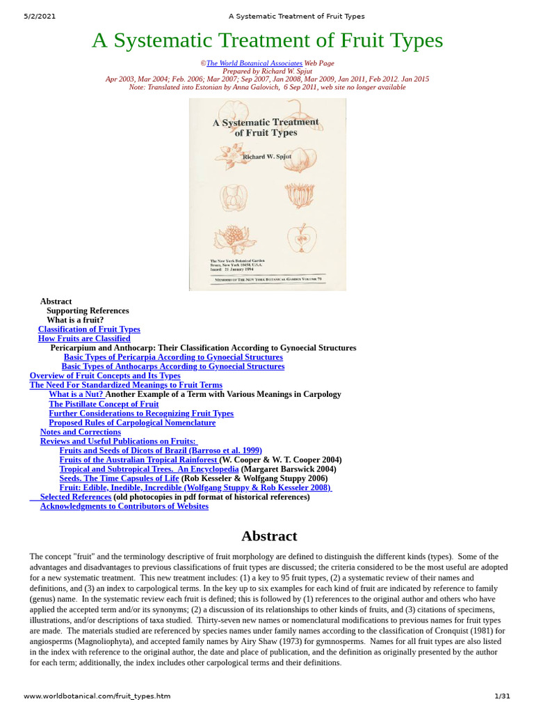 A Systematic Treatment of Fruit Types | PDF