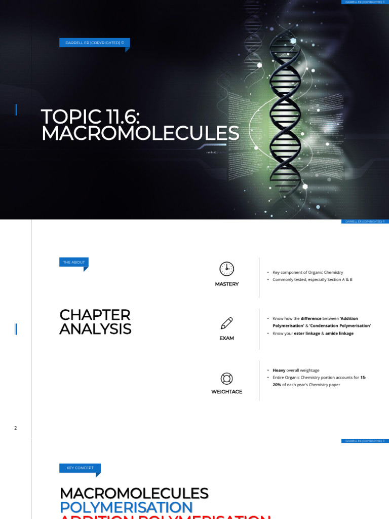 (CHEM) Chapter 11.6 - Macromolecules | PDF