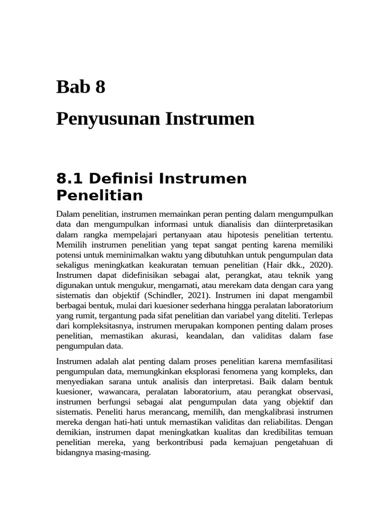 BAB 8 Penyusunan Instrumen | PDF