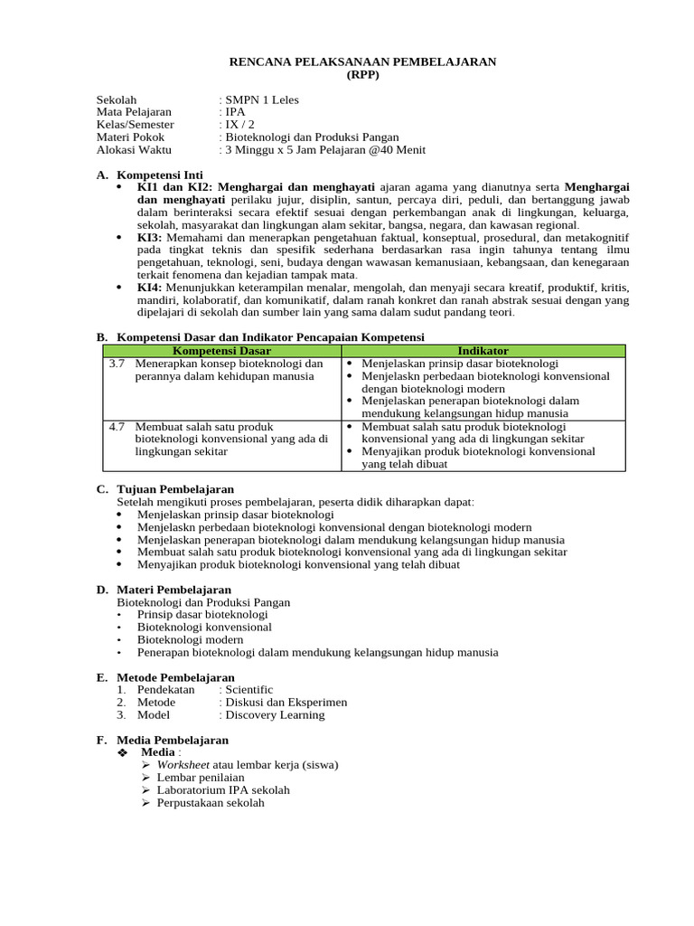 RPP 7 - Bioteknologi Dan Pangan | PDF