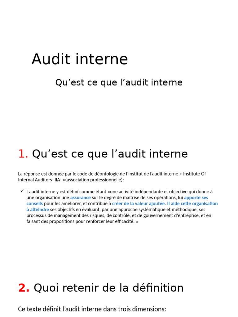 Introduction - Notion D' Audit Interne | PDF