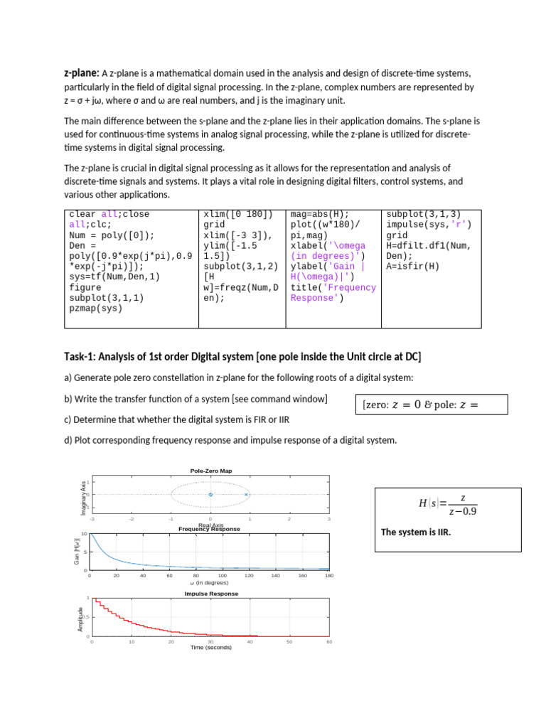 Z-Transform Digital System Analysis Using Matlab | PDF