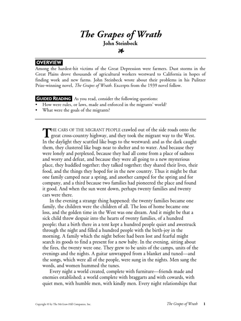 The Grapes of Wrath Excerpt | PDF