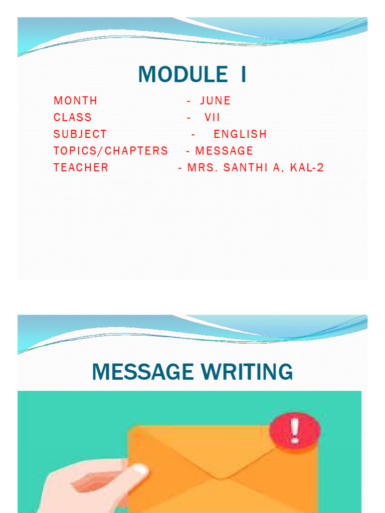 Message Writing Guide for Class VII | PDF | Communication | Human Communication