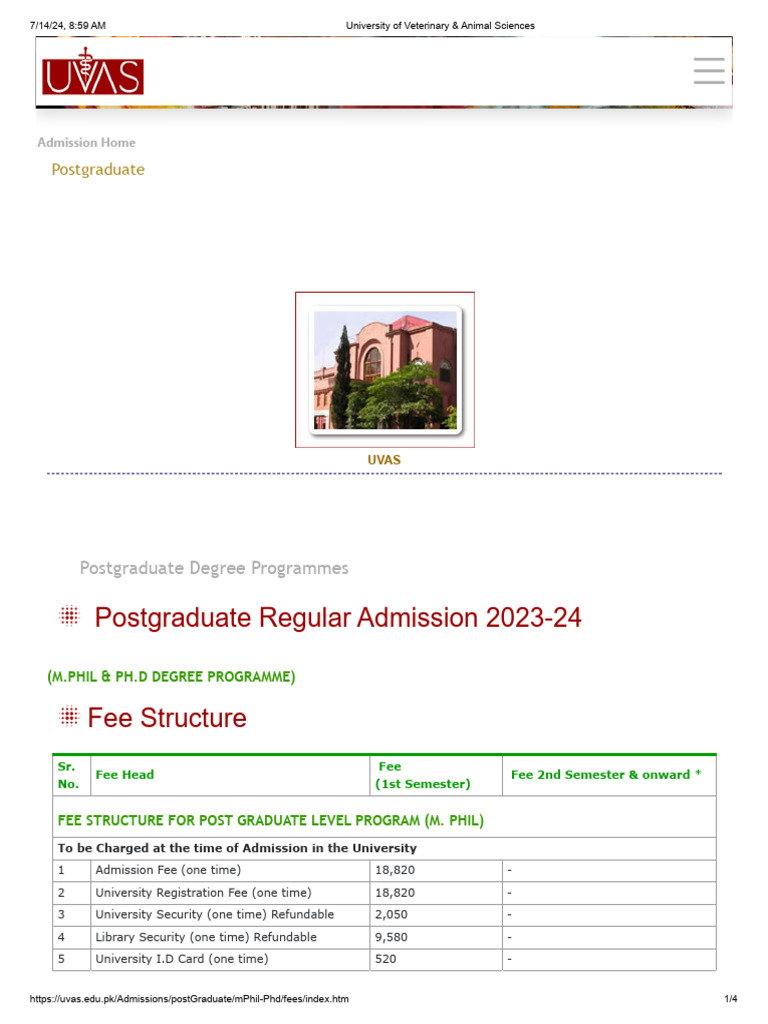 Fee Details | PDF | Postgraduate Education | Technology & Engineering