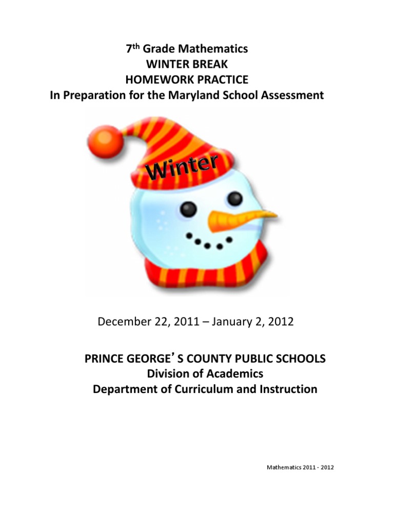 Winter Packet - 7th Grade 2011-2012 | PDF | Odds | Cognition