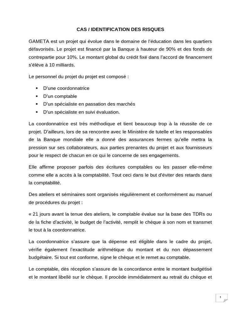 Cas 1 Identification Des Risques | PDF