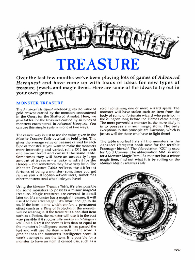 Advanced Heroquest: Treasure (Upscaled) | PDF