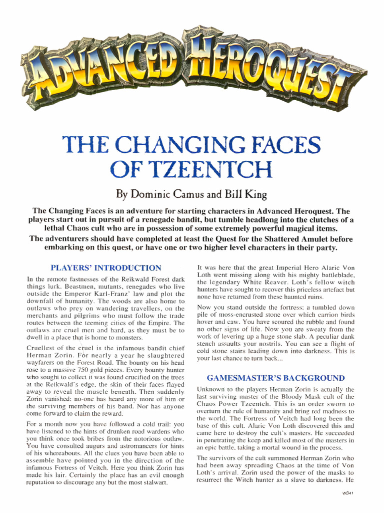 Advanced Heroquest: The Changing Faces of Tzeentch (Upscaled) | PDF