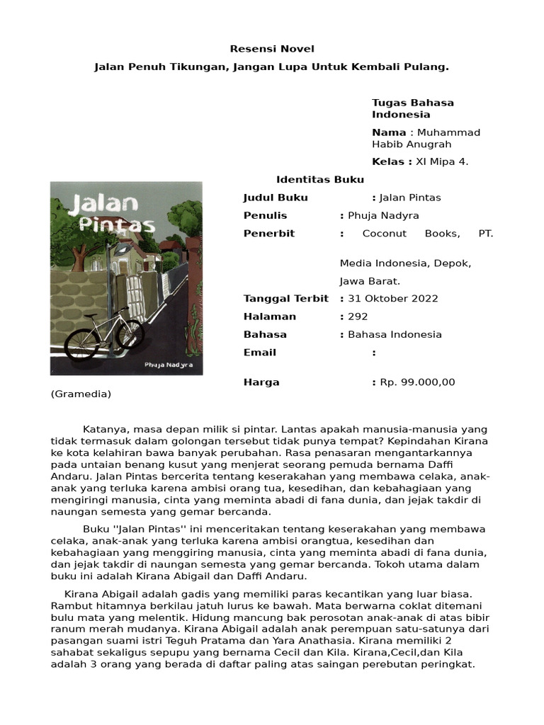 Resensi Novel Jalan Pintas. Muhammad Habib Anugrah | PDF