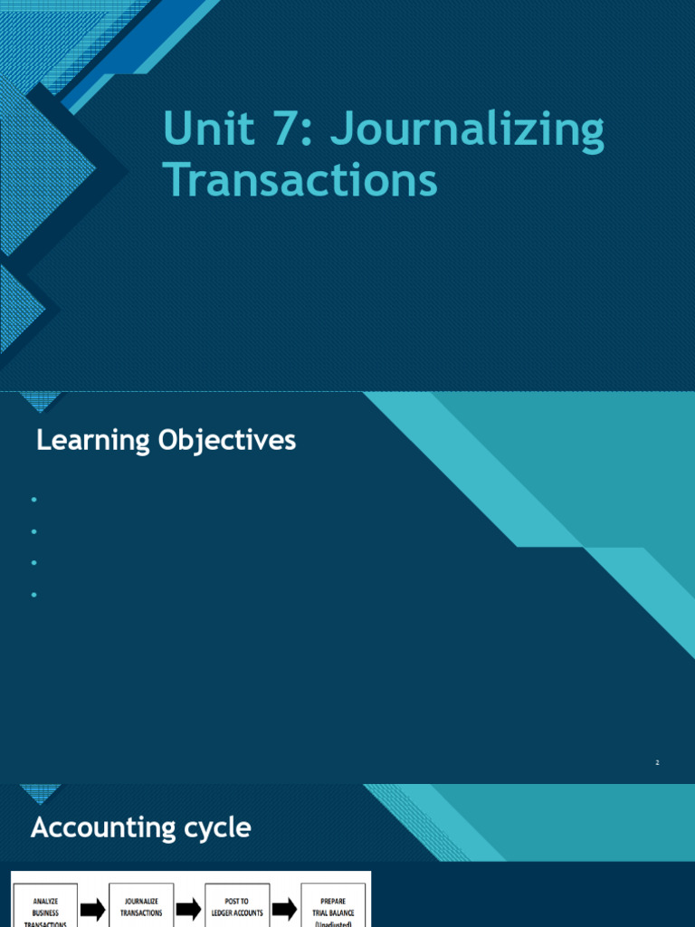 Unit 7 - Journalizing Transactions | PDF