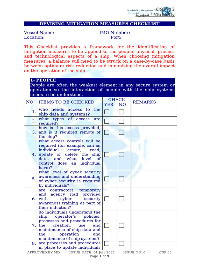 CSP05 - Devising Mitigation Measures Checklist | PDF