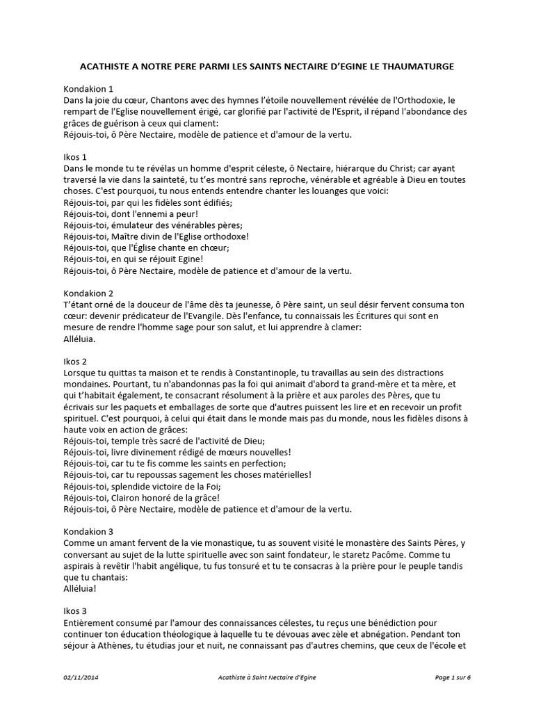 Acathiste À Saint Nectaire Degine | PDF