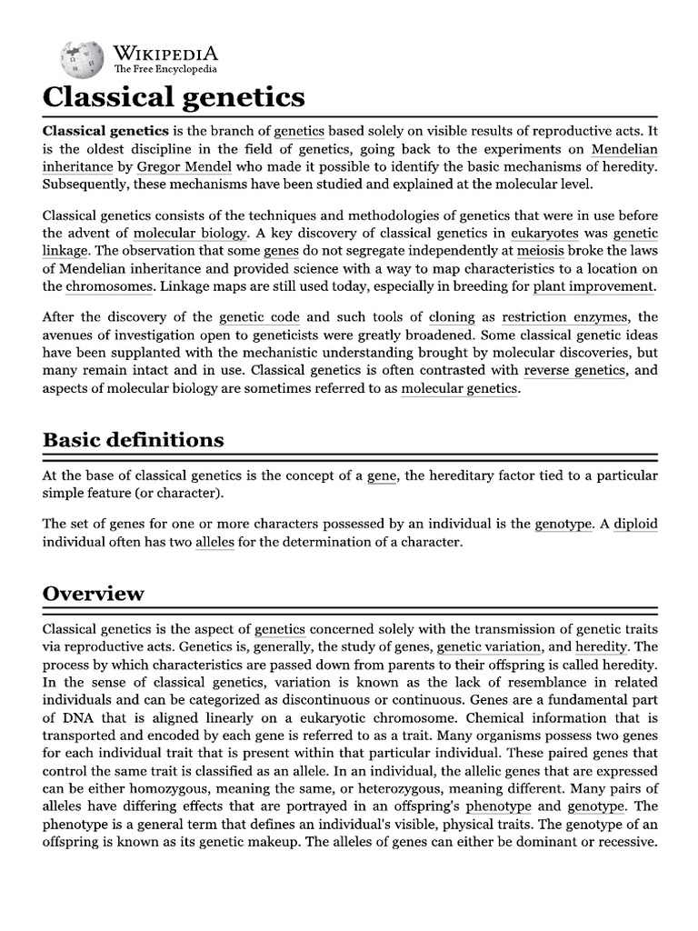 Classical Genetics | PDF
