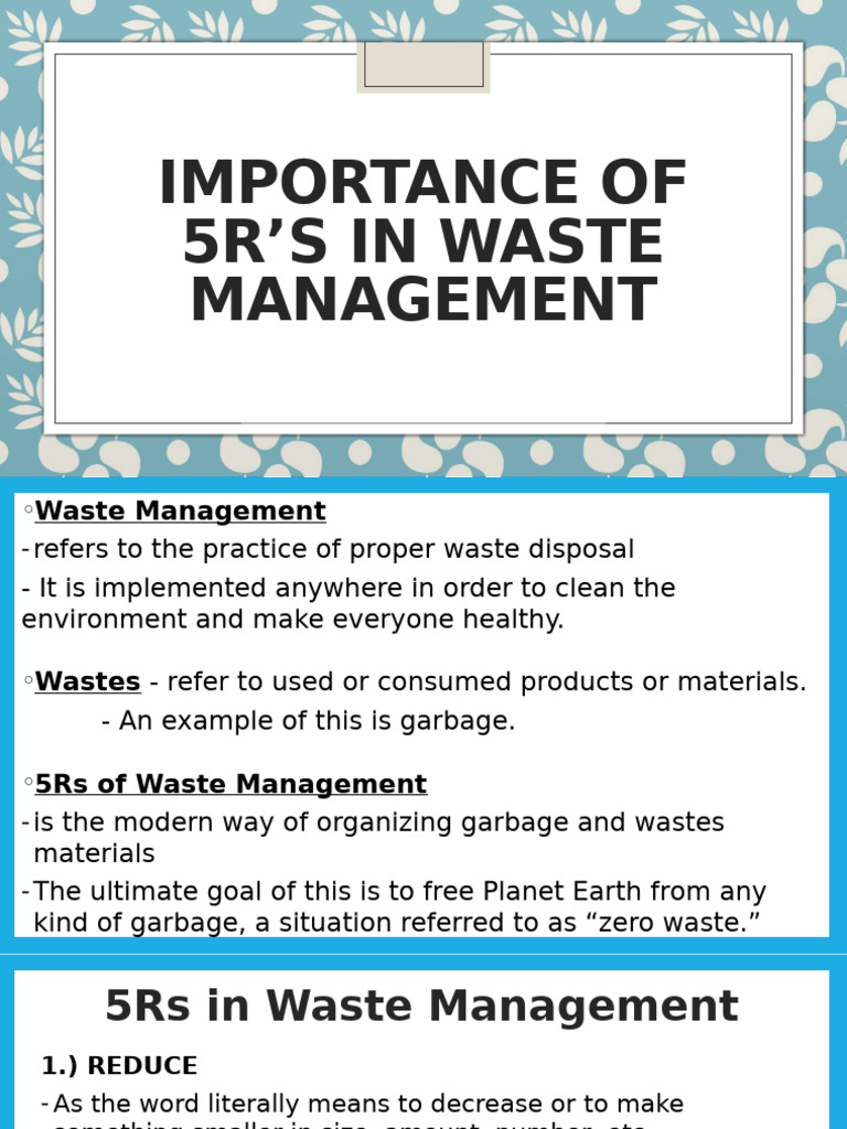 Importance of 5Rs in Waste Management | PDF
