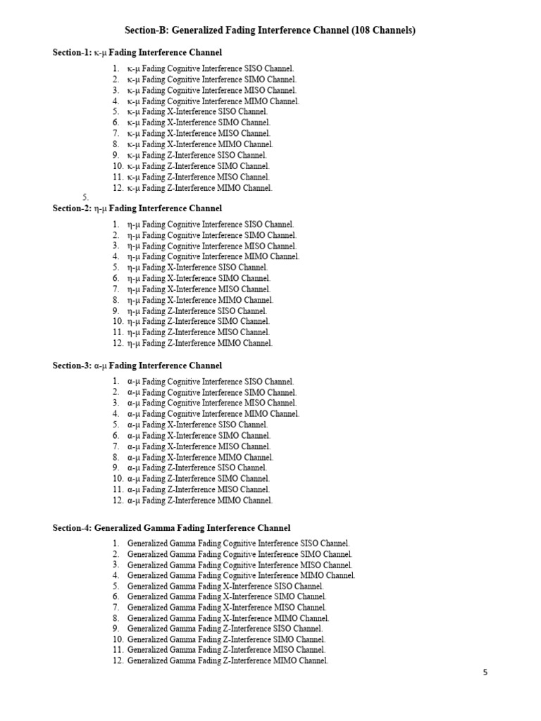 List of Generalized Fading Channel | PDF