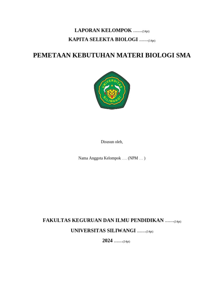 Template Laporan Pemetaan Kebutuhan Materi Dan Keterampilan Proses ...