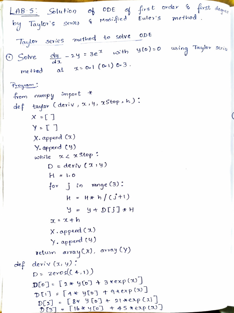Taylor's Series & Euler's Modified Method | PDF
