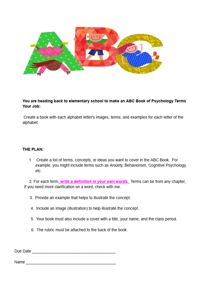 Psychology 101 Final ABC BOOK | PDF