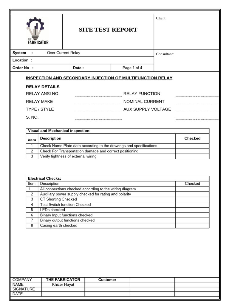 Relay - Test Protcol | PDF