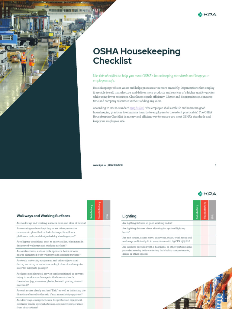 OSHA Compliance Checklist | PDF | Waste | Housekeeping