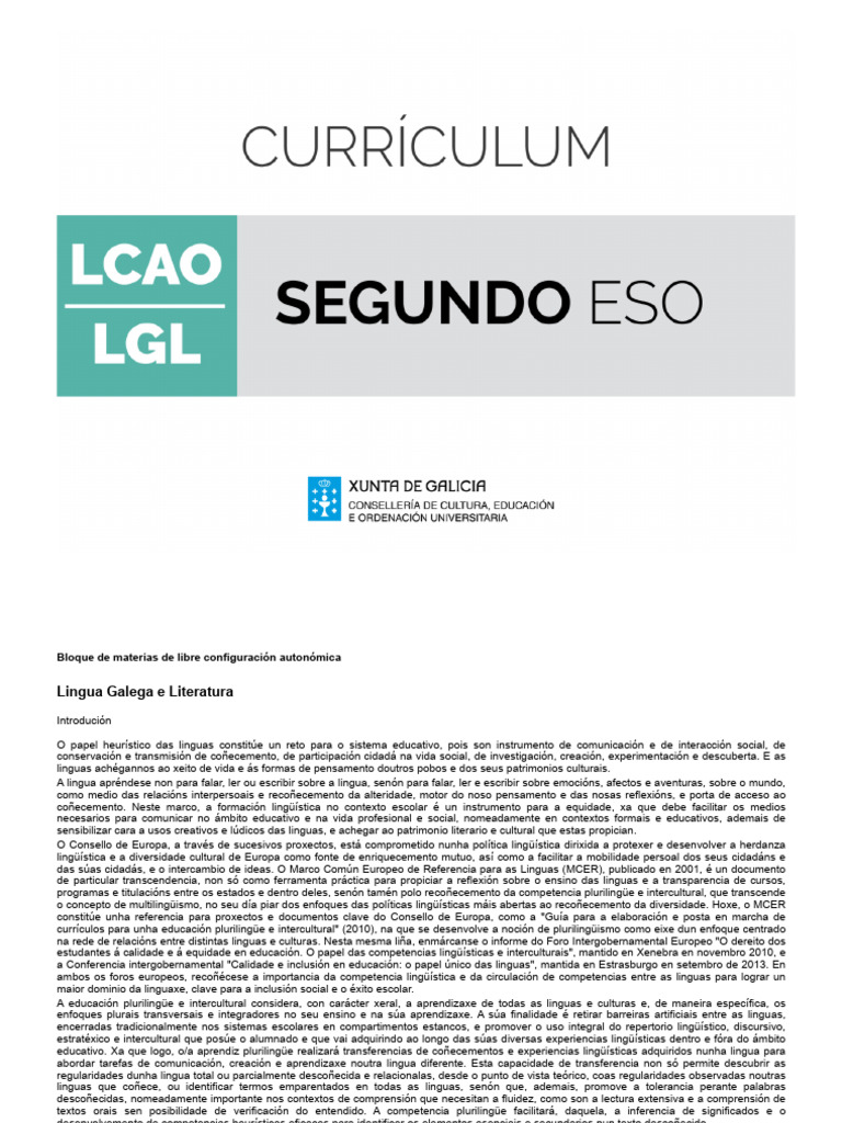 Currículo LGL 2ºESO | PDF