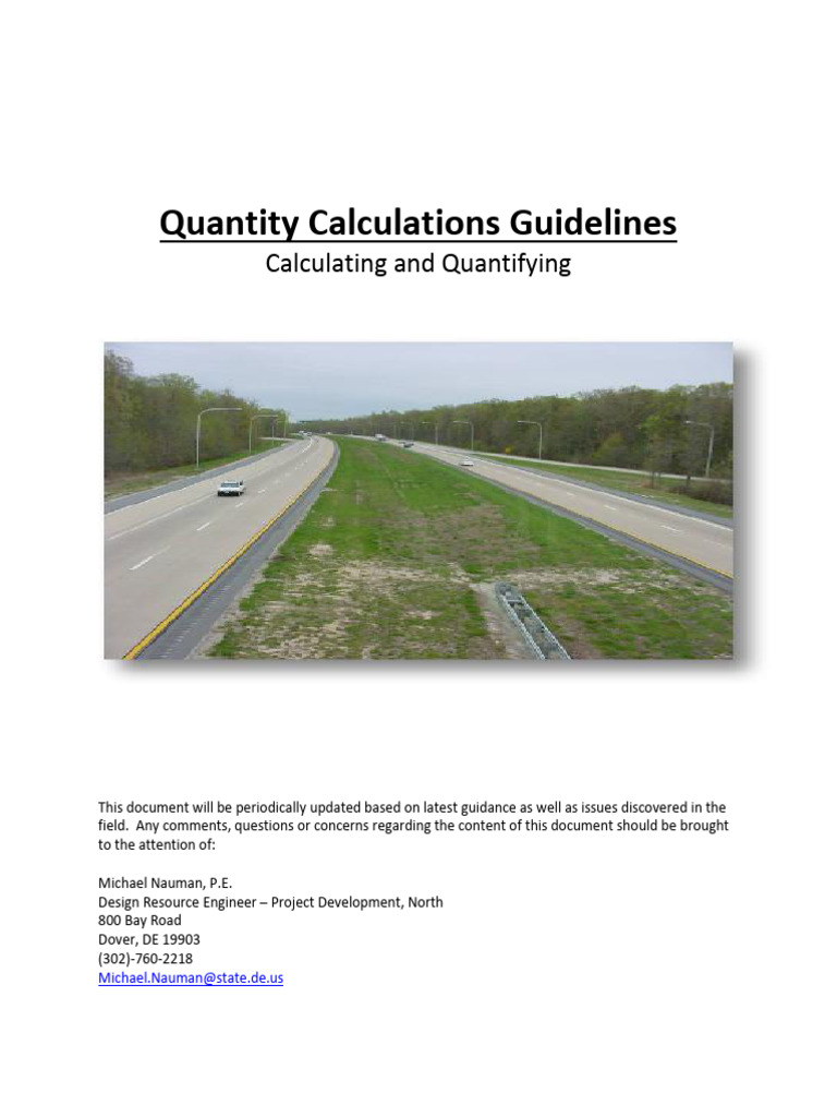 Quantity Calculations Guidelines | PDF