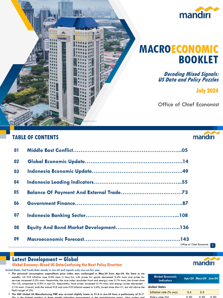 Monthly Macroeconomic Booklet July 2024 - Decoding Mixed Signals - US Data and Policy Puzzles | PDF